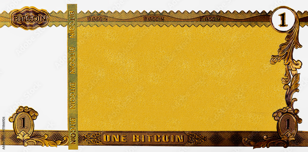 Clear 1 Bitcoin BTC Banknote pattern, One Rand border with empty middle ...