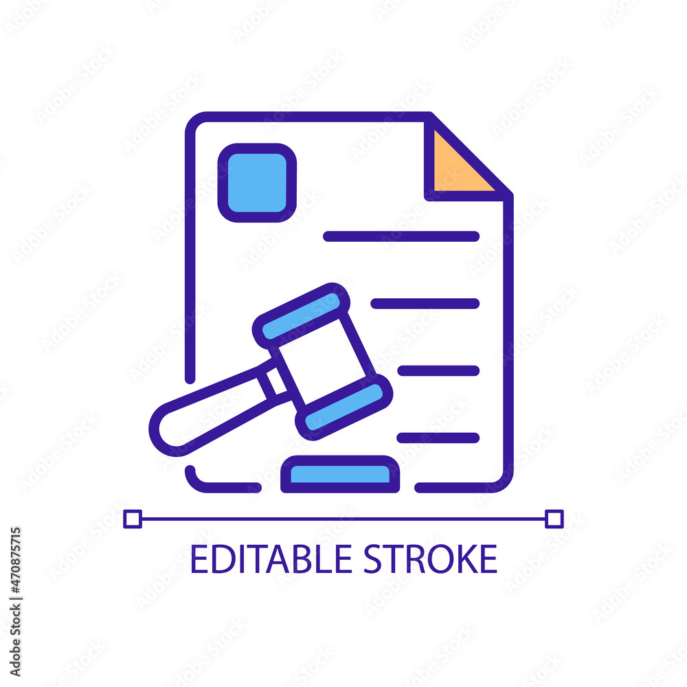 Court statement RGB color icon. Legislative branch. Legal requirements ...