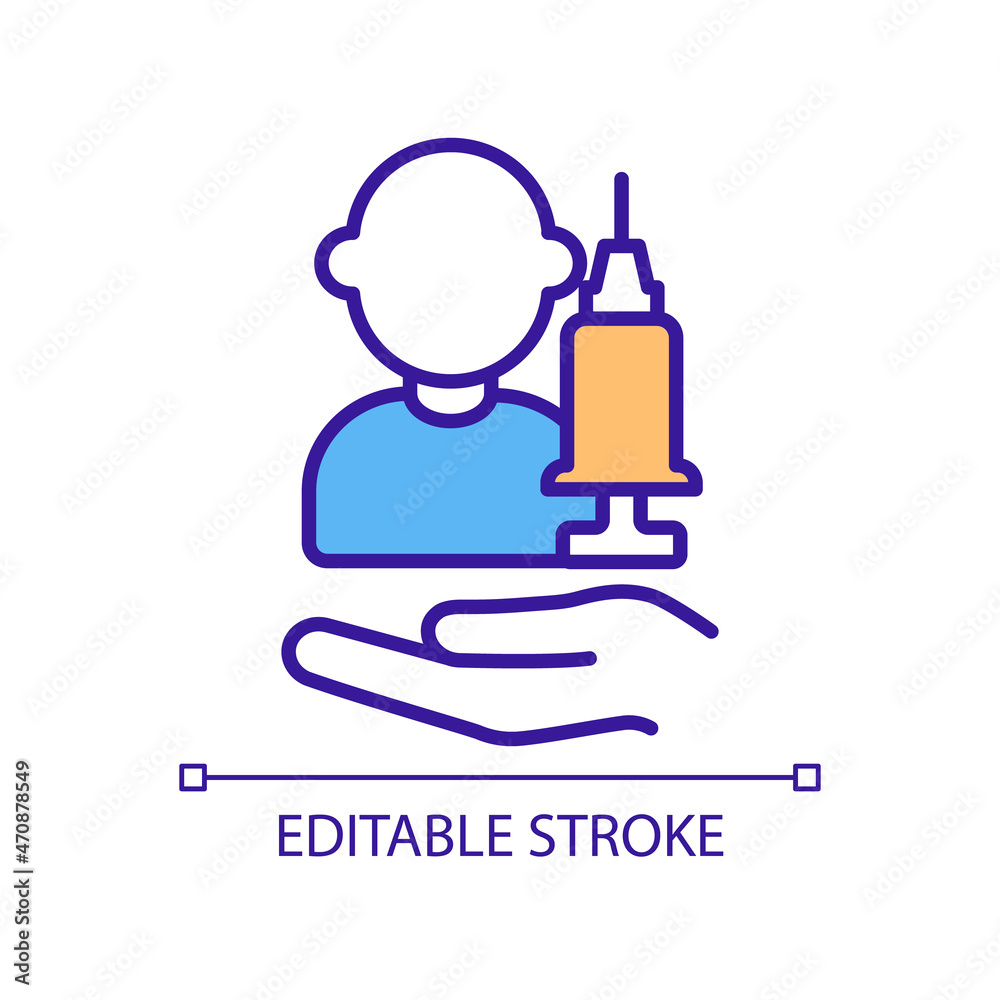 Child vaccinations RGB color icon. Adolescent immunization. Supporting ...