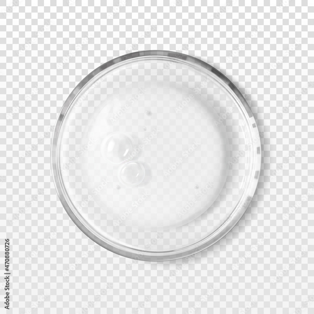 Vetor de Transparent petri dish with clear cosmetic texture blob with ...