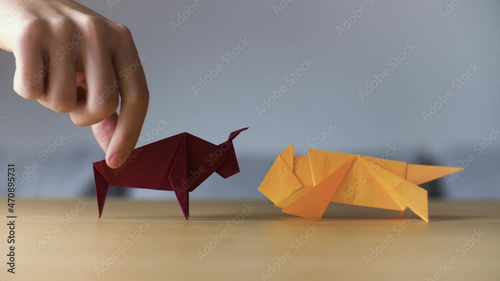An Origami Tiger arrives and Ox leaves. New zodiac for Chinese new year ...