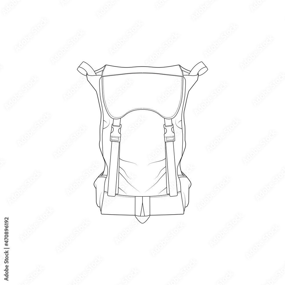 Backpack outline drawing vector, Backpack in a sketch style, trainers ...