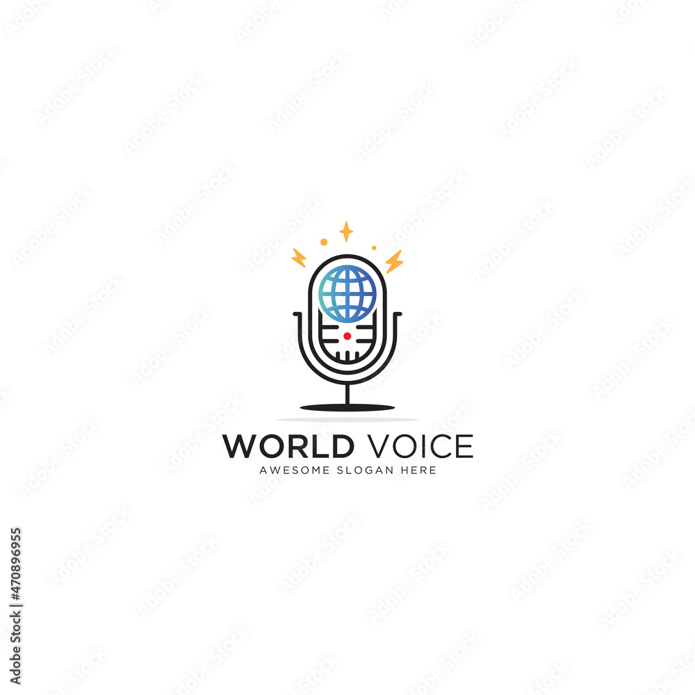 world voice logo design ideas,world and podcast logo design,modern logo ...