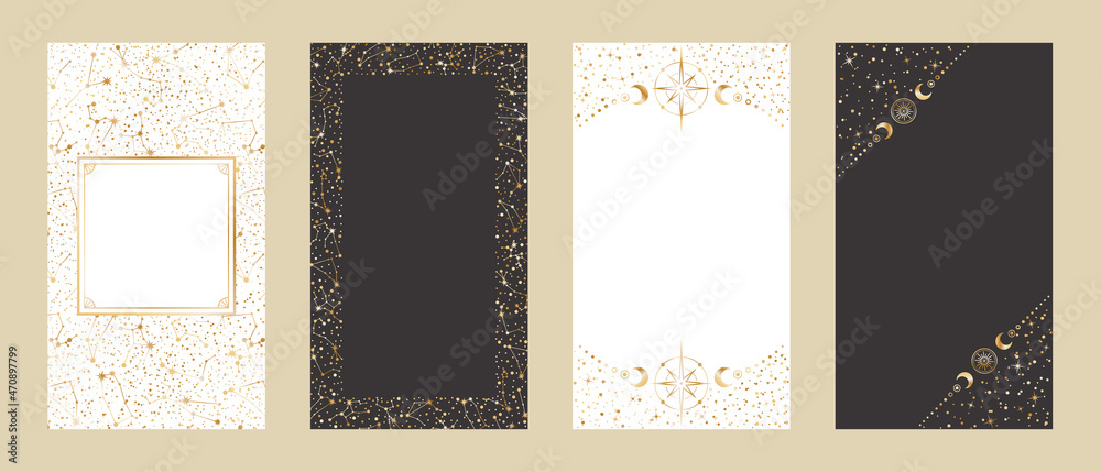 Celestial card templates for stories and web banners with a copy space ...