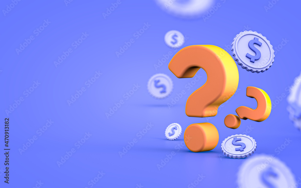 dollar money question mark landing page background 3d render of ...