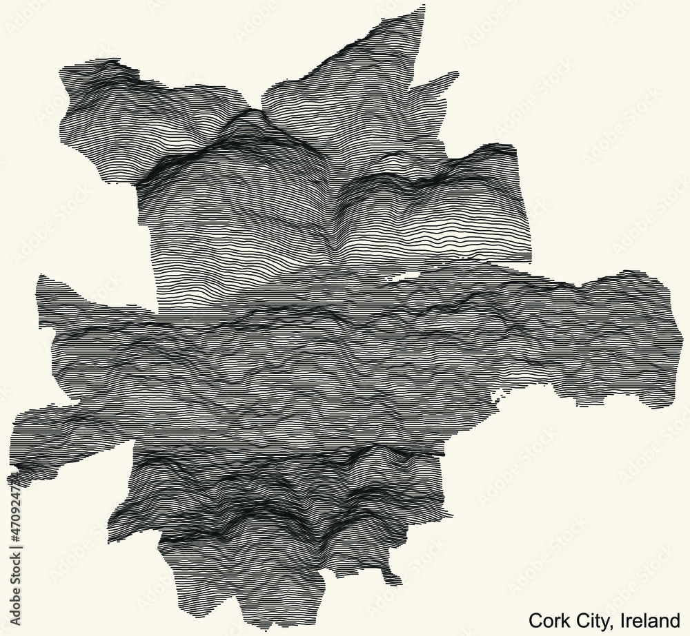 Vecteur Stock Topographic relief map of the city of Cork City, Ireland ...
