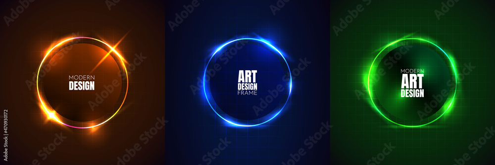 Vector frame for text. Modern Art graphic. Dynamic circle frame stylish ...