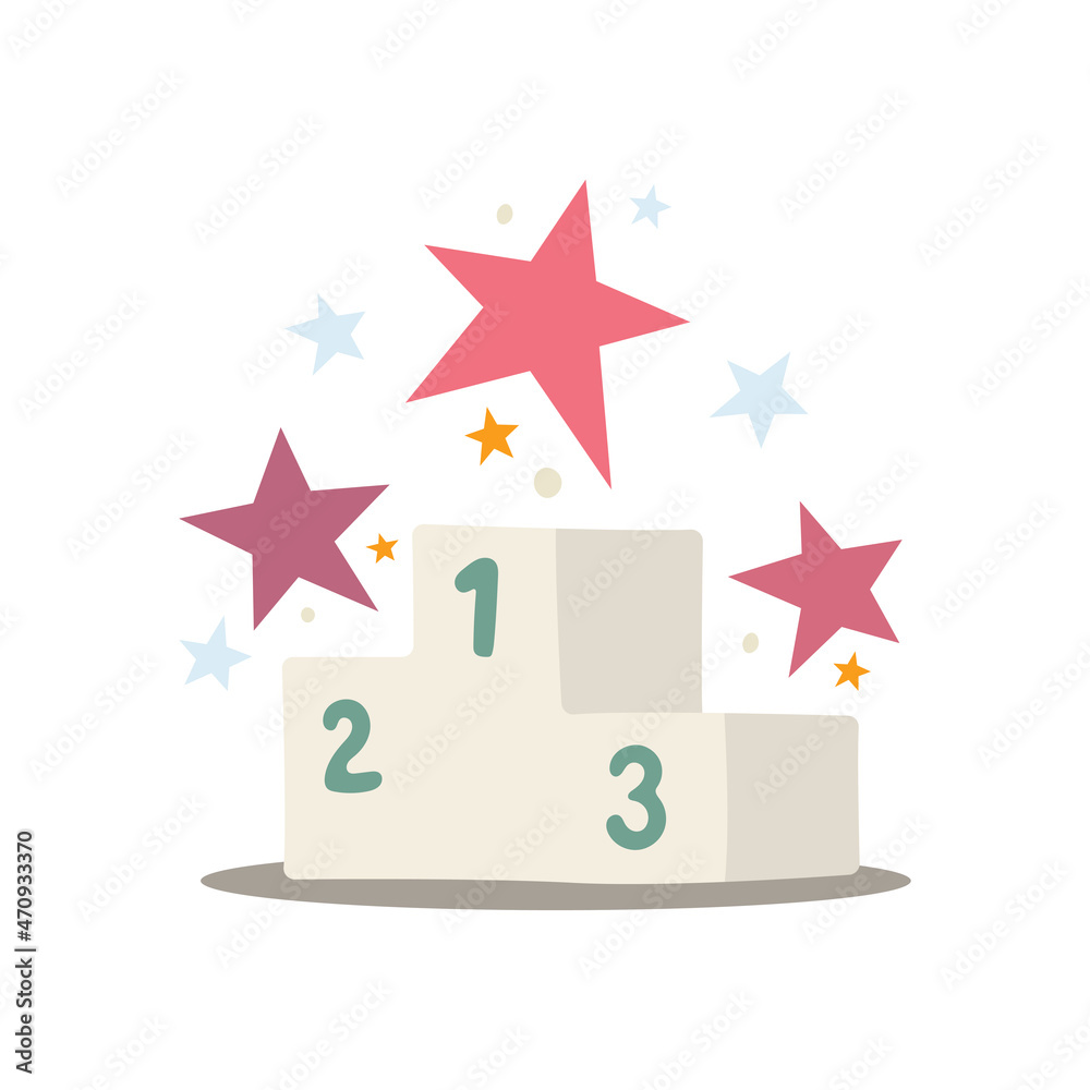 Podium for winners. Award ceremony concept. Stage podium cartoon style ...