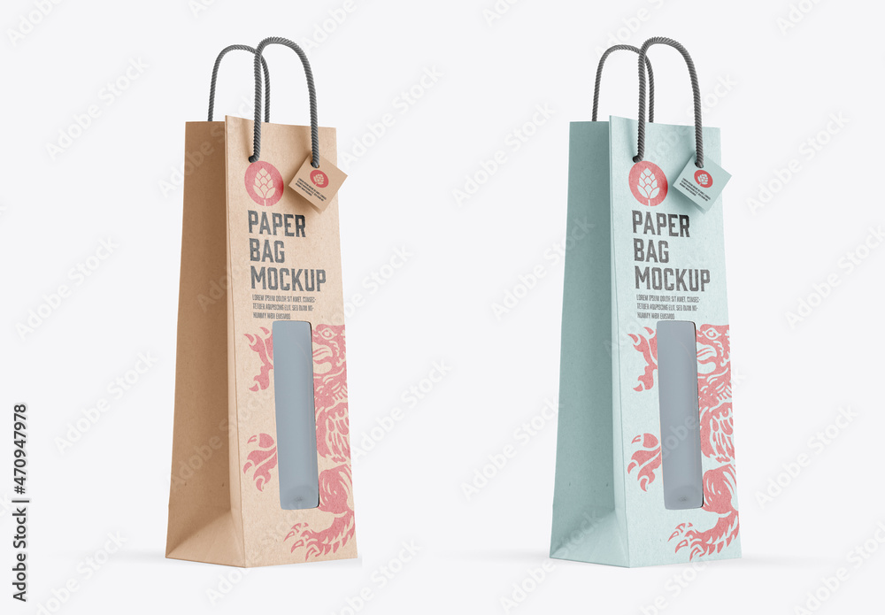 Kraft Paper Bag with Window Mockup Stock Template | Adobe Stock