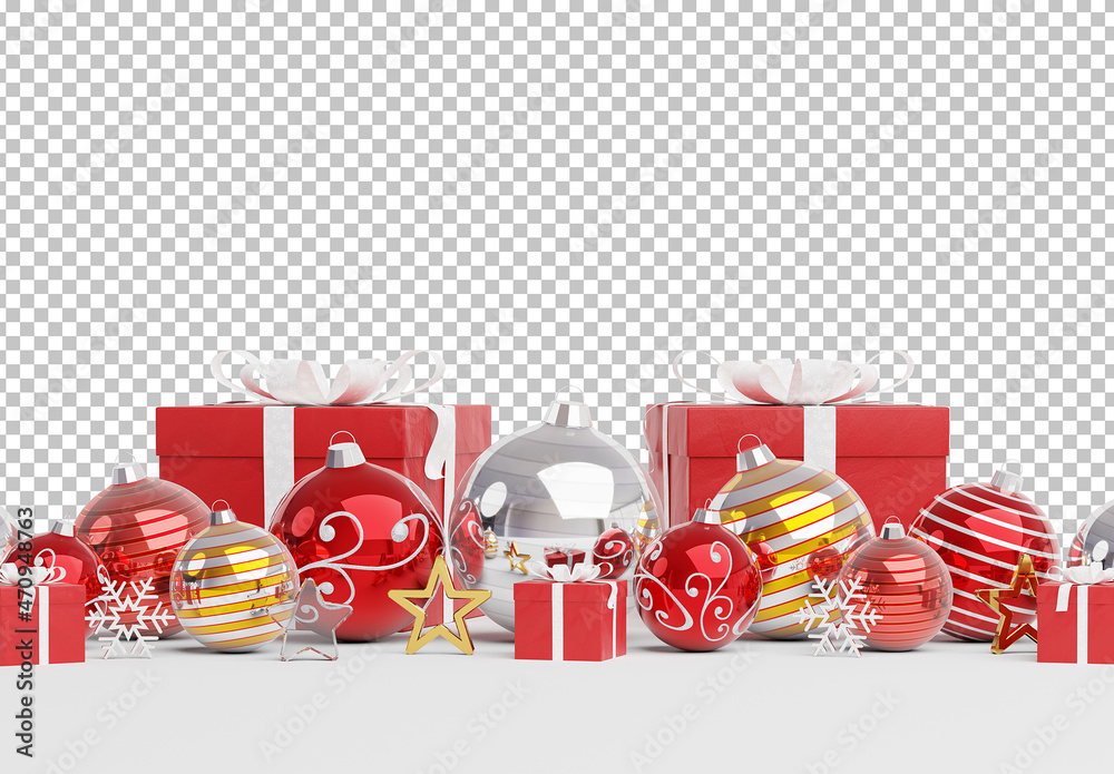 Christmas Scene with Isolated Decoration and Gifts Mockup Stock ...