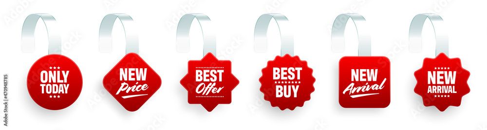 Supermarket promotional wobblers isolated on white background ...