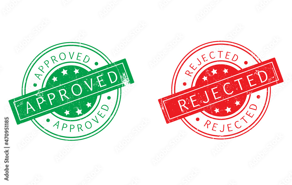 Approved and rejected stamp isolated on background. Trendy approved and ...