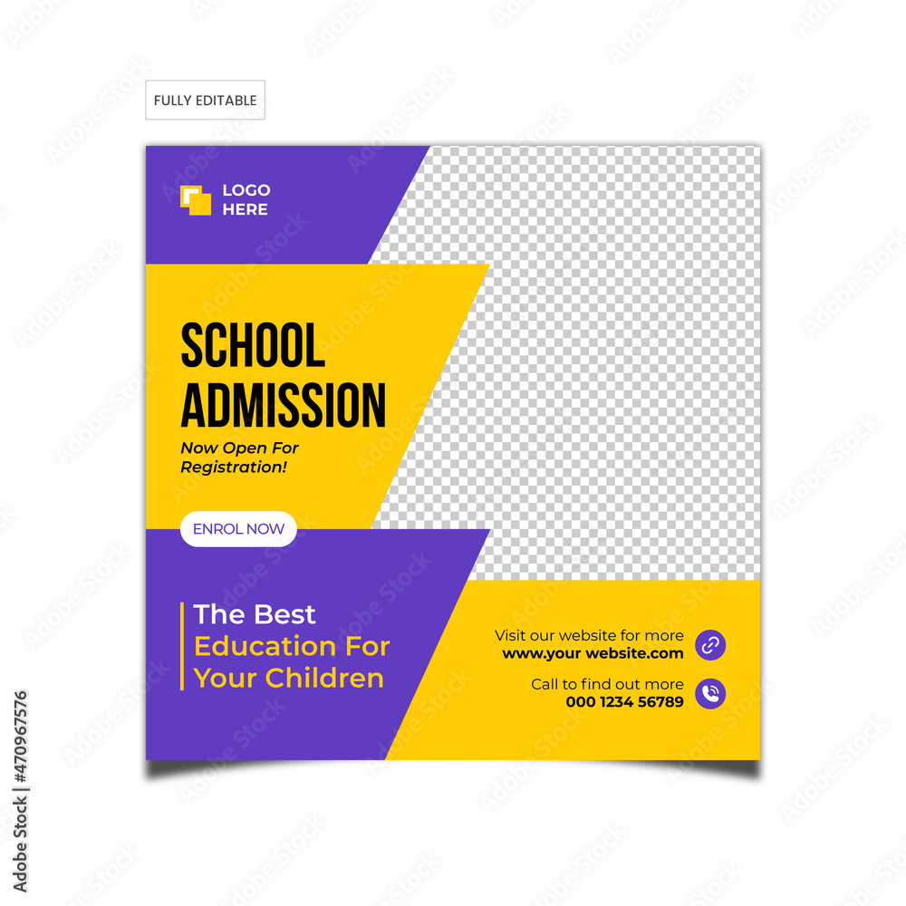School admission social media post template. Junior and senior high ...