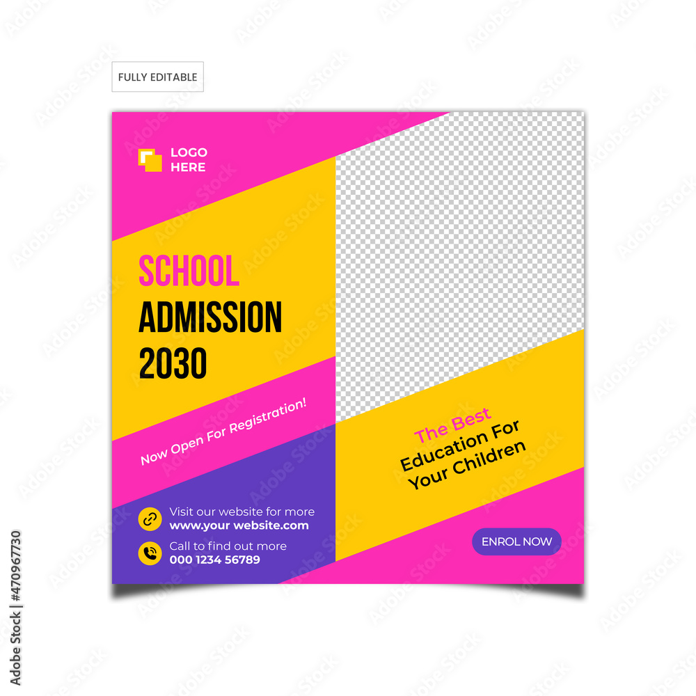 School admission social media post template. Junior and senior high ...