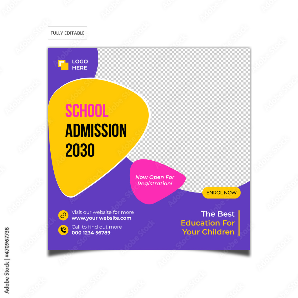 School admission social media post template. Junior and senior high ...