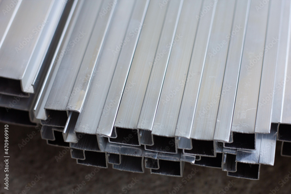 aluminum cross section for residential buildings Stock Photo | Adobe Stock