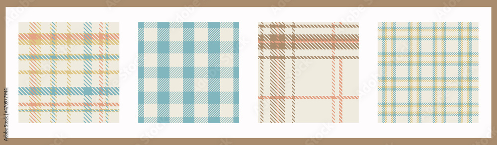 Gender neutral seamless plaid vector pattern collection. Gingham baby ...