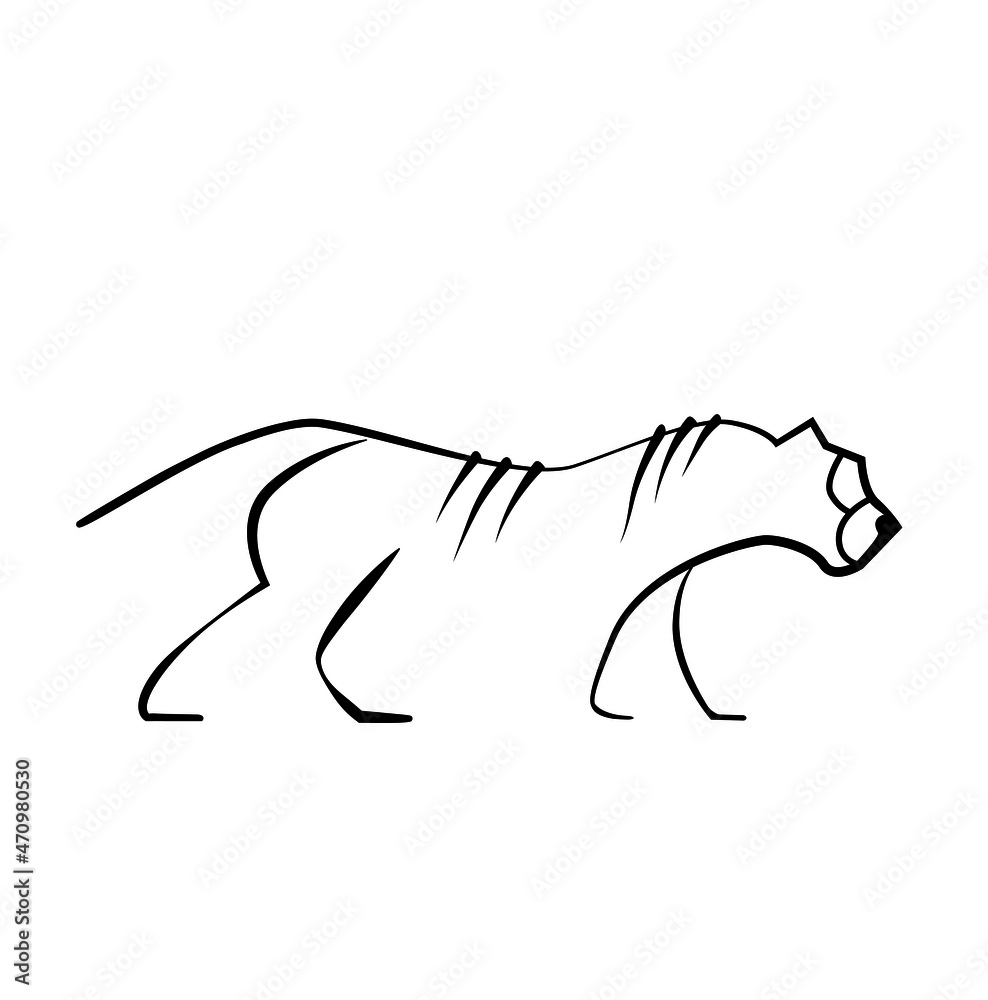 Simple black and white tiger logo, side view of a tiger. The tiger - a ...