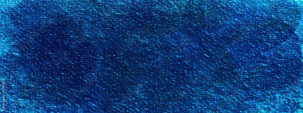 Light blue neon watercolor on deep dark paper background. Abstract blue ...