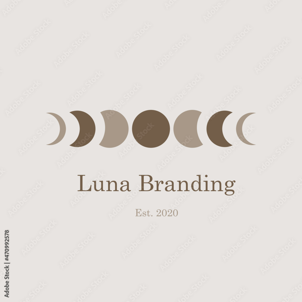 Minimalist Bohemian Moon Phases logo template for skincare and beauty ...