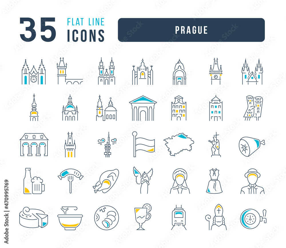 Prague. Collection of perfectly thin icons for web design, app, and the ...