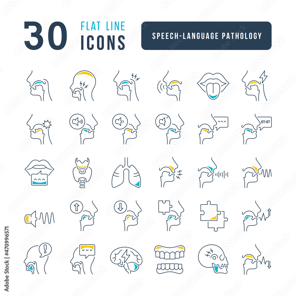 Speech-Language Pathology. Collection of perfectly thin icons for web ...