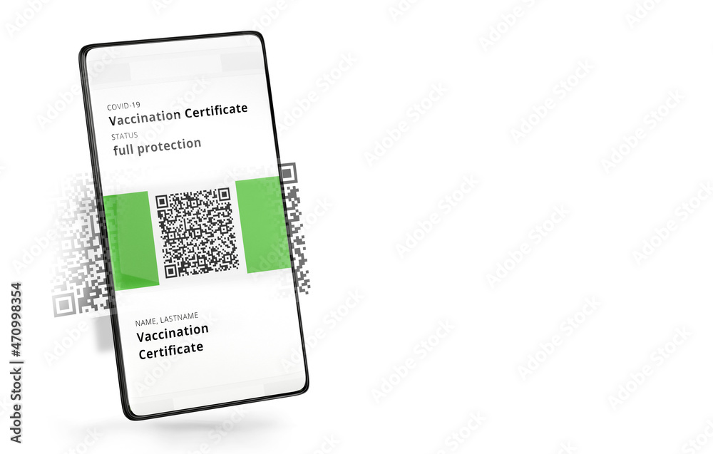QR code Covid-19 sample data vaccinated, Vaccination certificate mobile ...