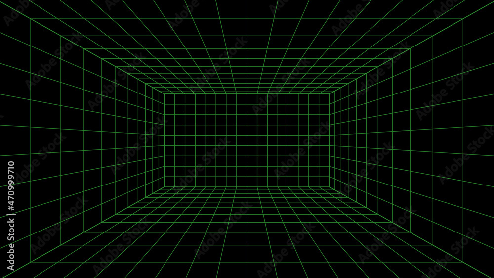 3d wireframe grid room. 3d perspective laser grid 16 9.. Cyberspace ...