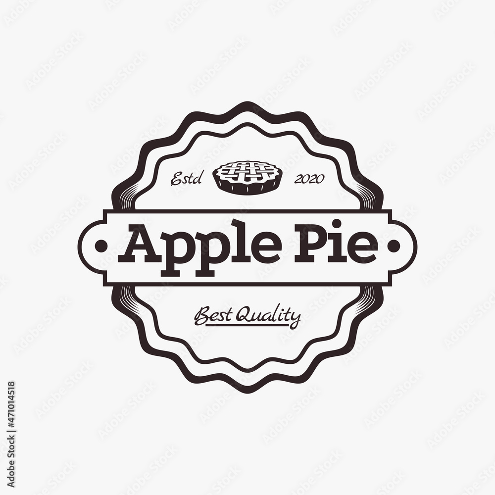 Vintage retro emblem seal badge apple pie logo bakery vector template ...