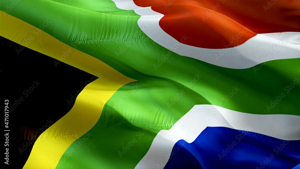 South African flag. National 3d South Africa flag waving. Sign of South ...