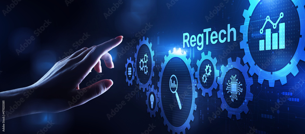 Regtech Regulation and supervision technology concept on virtual screen ...