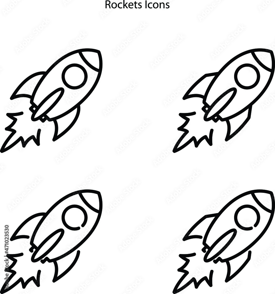 rocket icons isolated on white background. rocket icon thin line ...