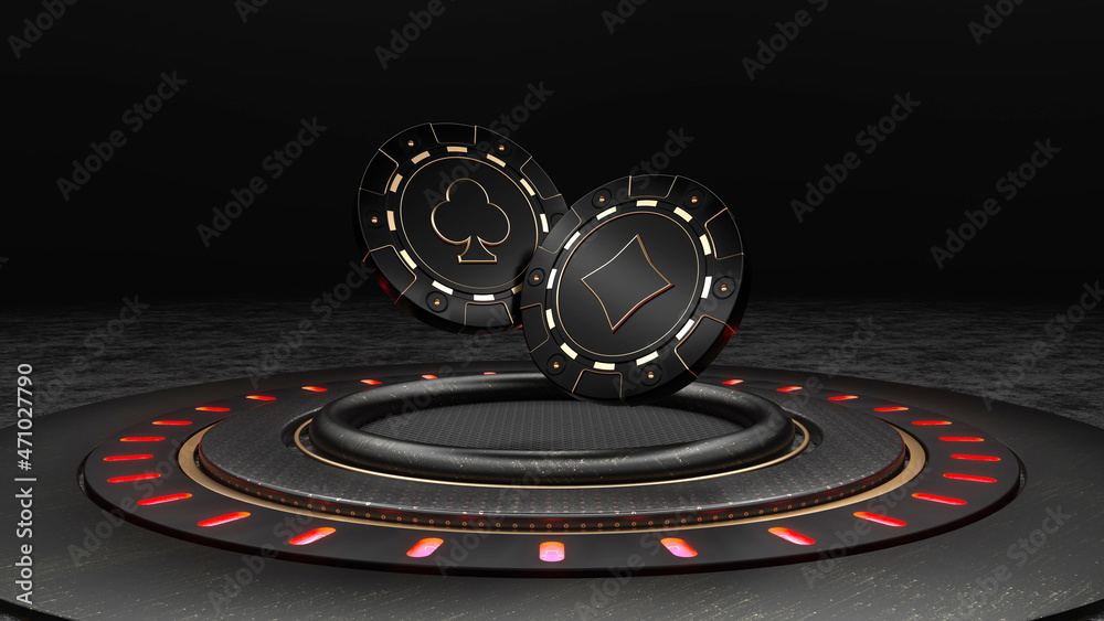 VIP Poker Luxury Black And Golden Chips With Clubs And Diamonds On ...