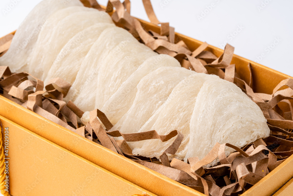 Top Grade edible bird nest shoot on white background with negative ...