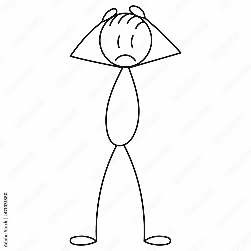 stick figure, man upset, vector, isolated on white background Stock ...