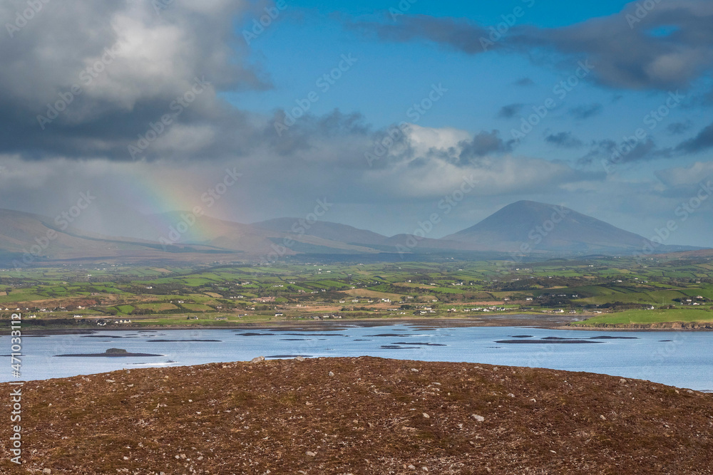 Atlantic ocean with many small islands and dramatic clouds and colorful ...