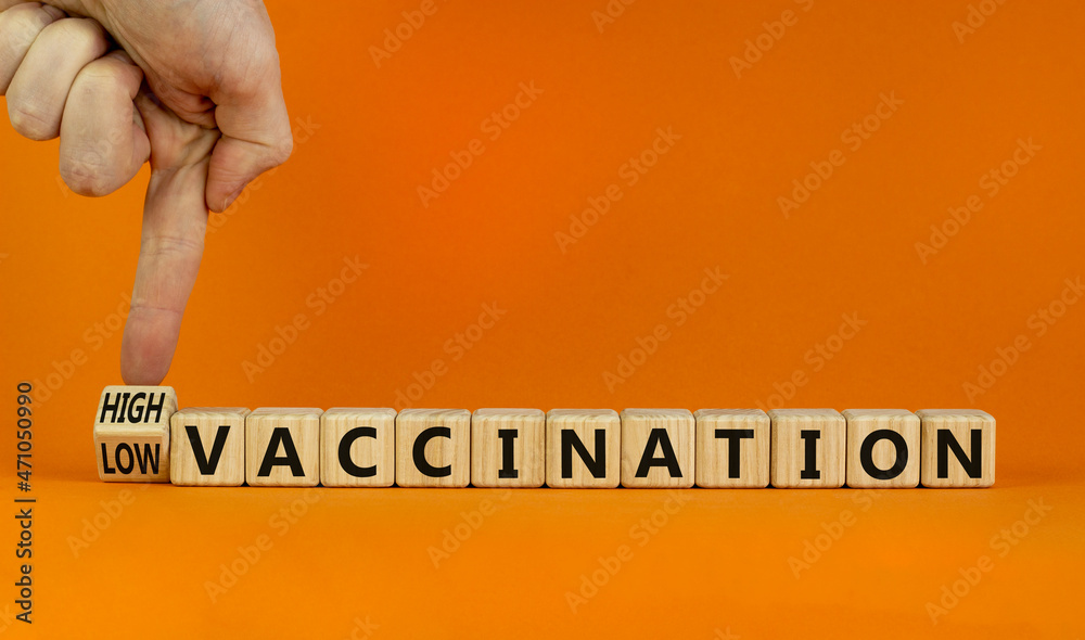 High or low vaccination symbol. Turned cubes and changed words 'low ...