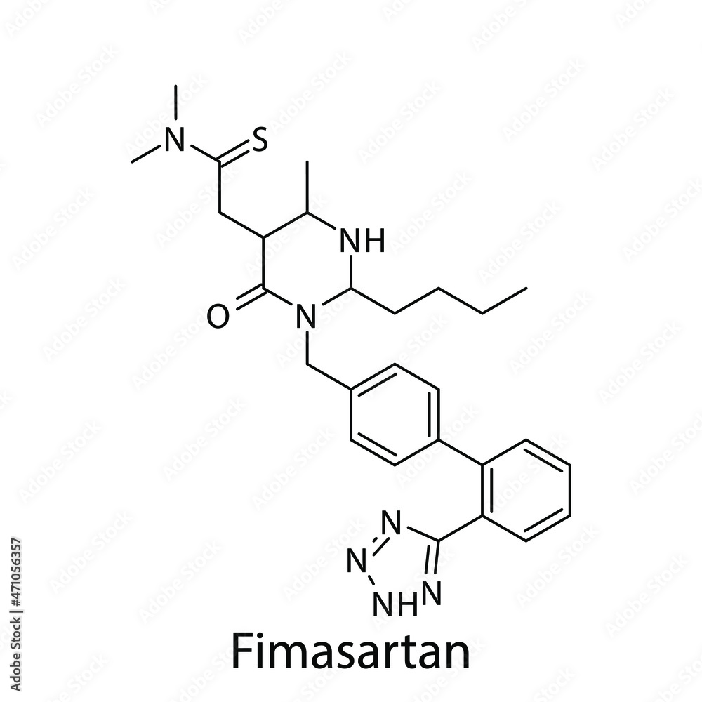 Fimasartan molecular structure, flat skeletal chemical formula ...