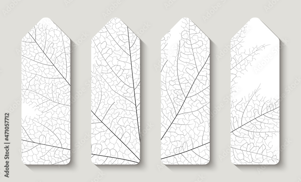 Bookmarks with leaf veins. Bookstore label or flyer. Vector ...