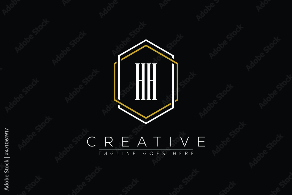 letter hh elegant and luxury Initial with hexagon frame minimal ...