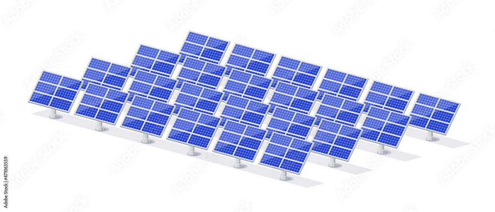 Renewable solar power plant station with electric solar panels cells ...