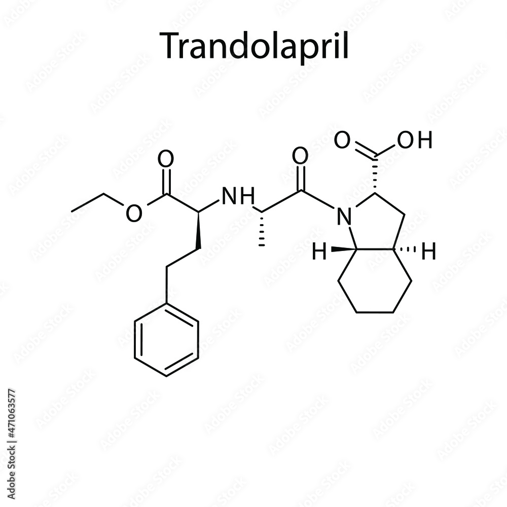 Trandolapril molecular structure, flat skeletal chemical formula. ACE ...