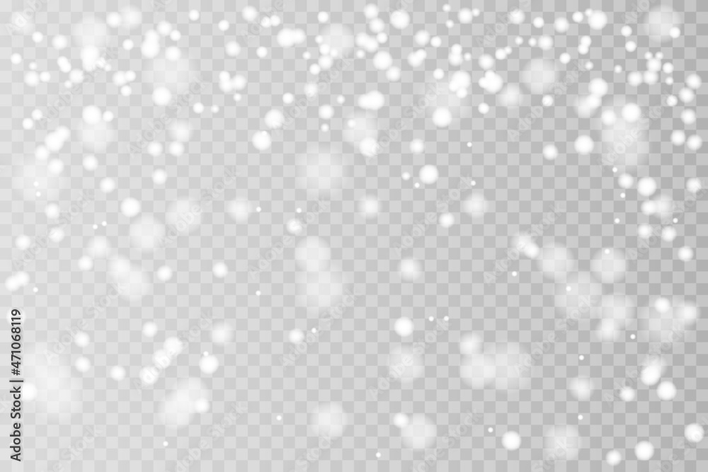 Falling Christmas Shining transparent beautiful, little snow isolated ...