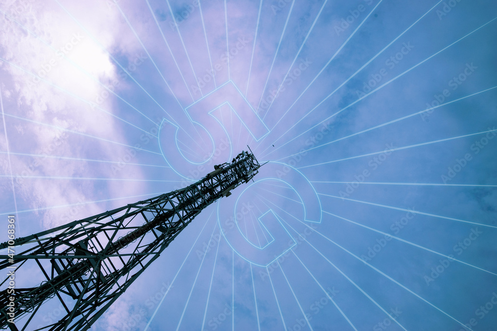 5g network. Mobile cell phone communication technology. Radio ...