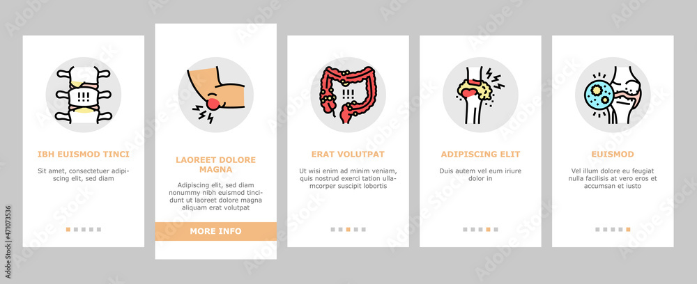 Rheumatology Disease Problem Onboarding Mobile App Page Screen Vector ...
