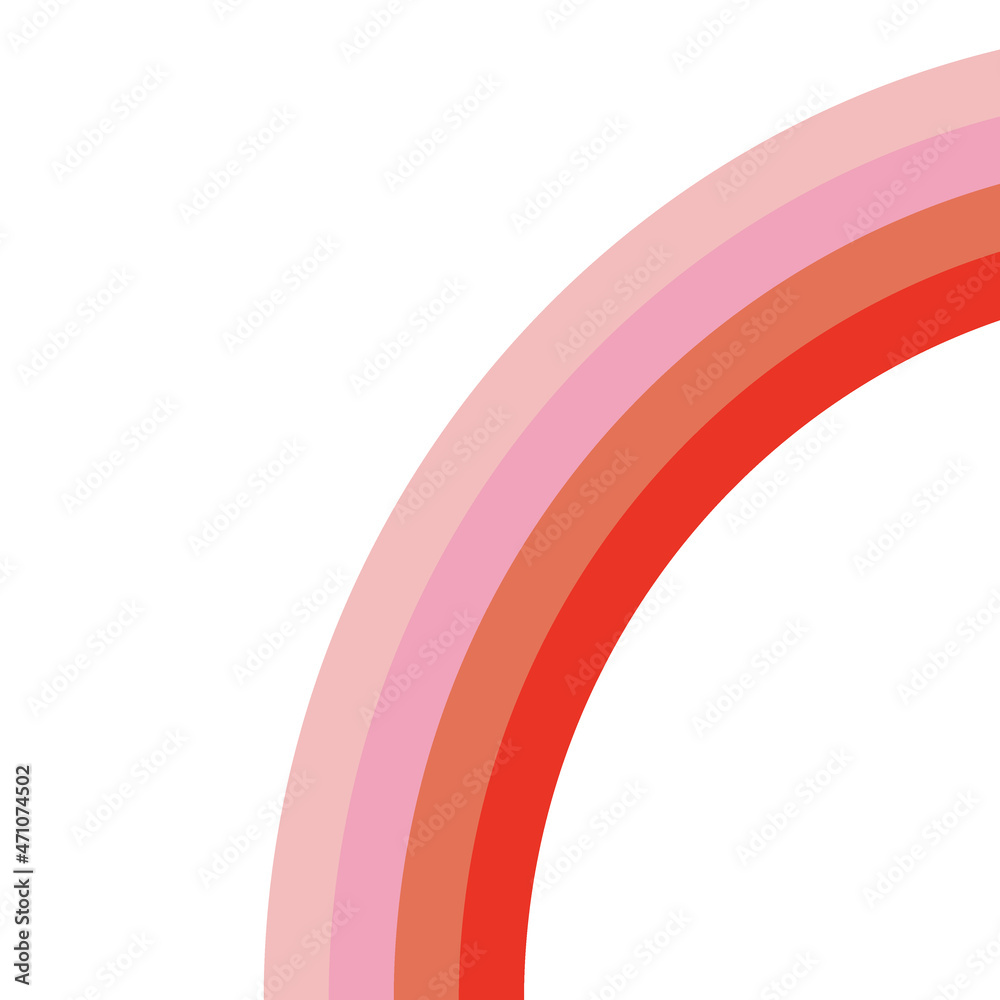 Pink Red groovy rainbow half arc vector clipart isolated on white ...