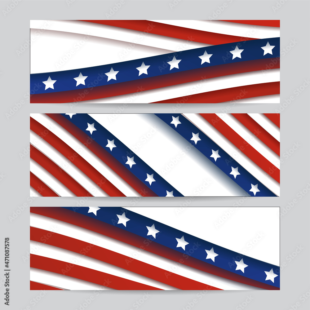 Set of American banner background template. American nation banner with ...