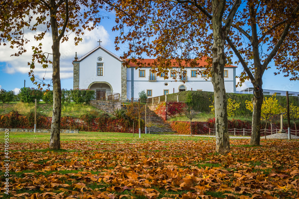 Beautiful park with river and stone bridge in the village of Serta ...