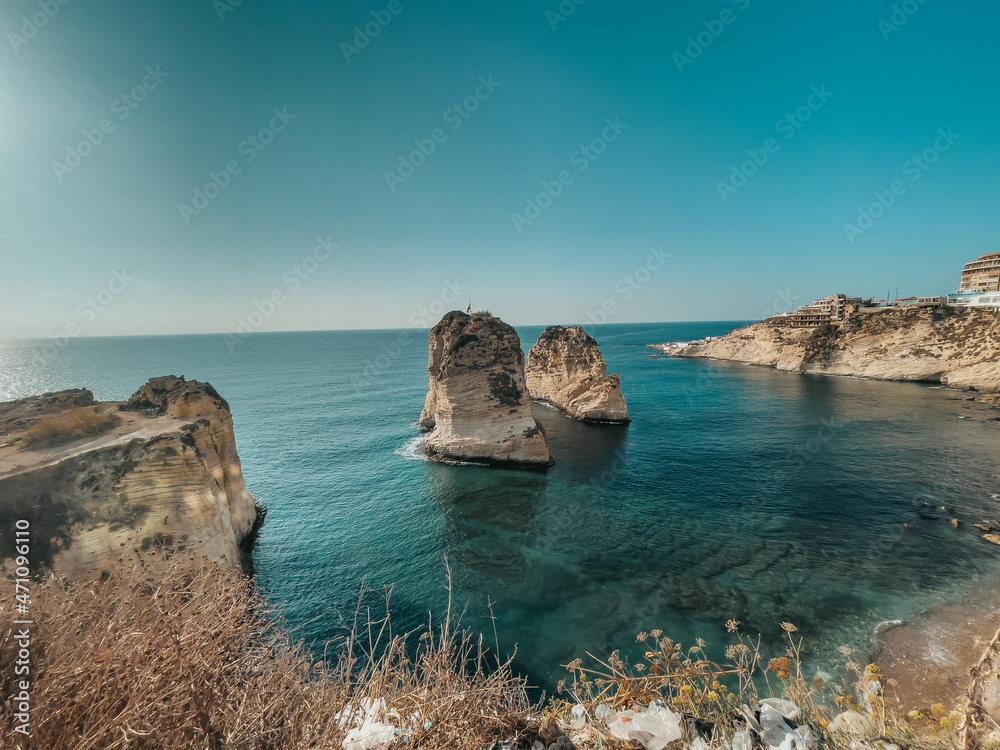 Sabah Nassar's Rock at Raouche in Beirut, Lebanon. known as the Pigeons ...