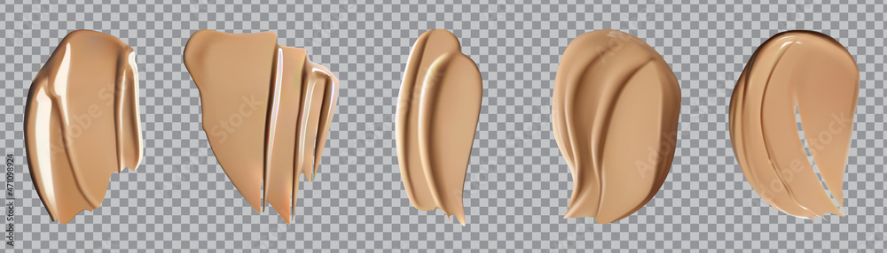 Set of Beige beauty cosmetic texture isolated on white background ...